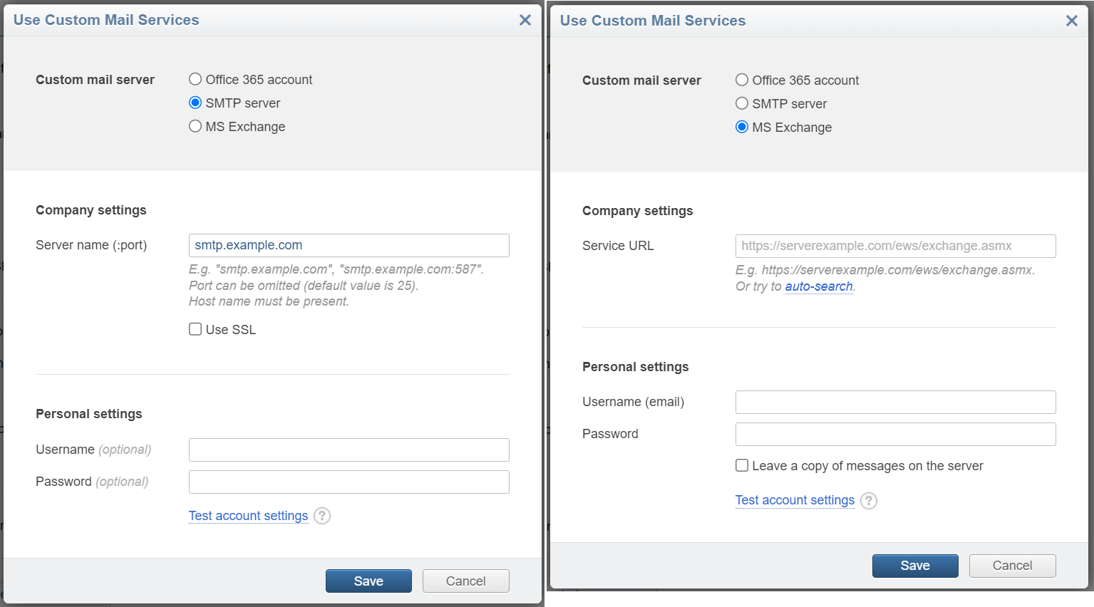 Email server configuration